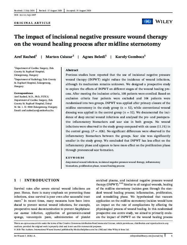 (PDF) The impact of incisional negative pressure wound therapy on the ...
