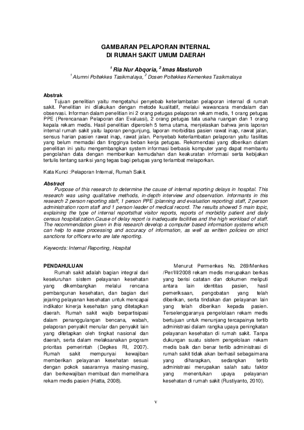 (PDF) Gambaran Pelaporan Internal DI Rumah Sakit Umum Daerah