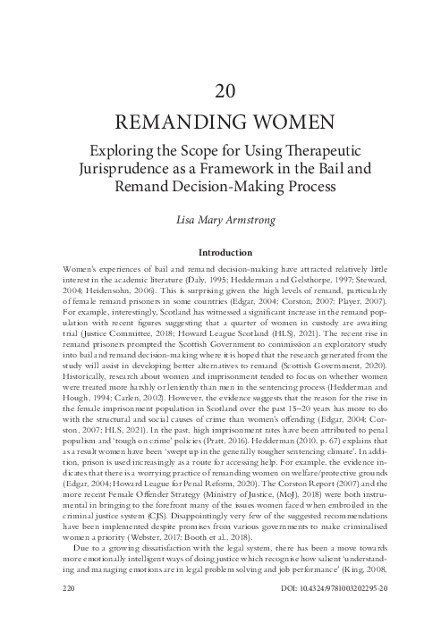 (PDF) 20 REMANDING WOMEN Exploring the Scope for Using Terapeutic ...