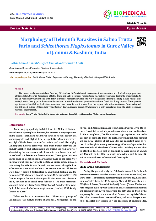 (PDF) Morphology of Helminth Parasites in Salmo Trutta Fario and ...