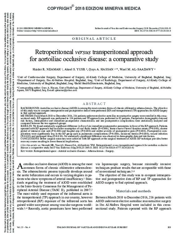(PDF) Retroperitoneal versus Transperitoneal Approach for Open ...