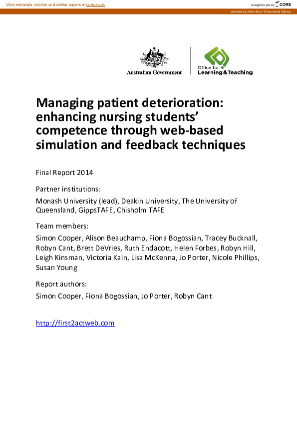 (PDF) Managing patient deterioration: enhancing nursing students’ competence through web-based ...