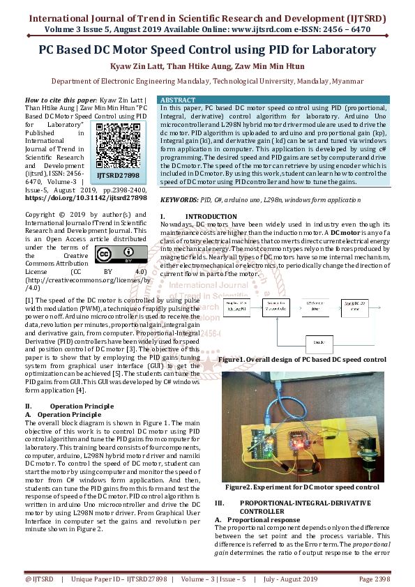 (PDF) PC Based DC Motor Speed Control using PID for Laboratory