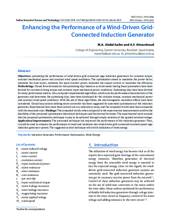 (PDF) Enhancing the Performance of a Wind-Driven Grid-Connected ...