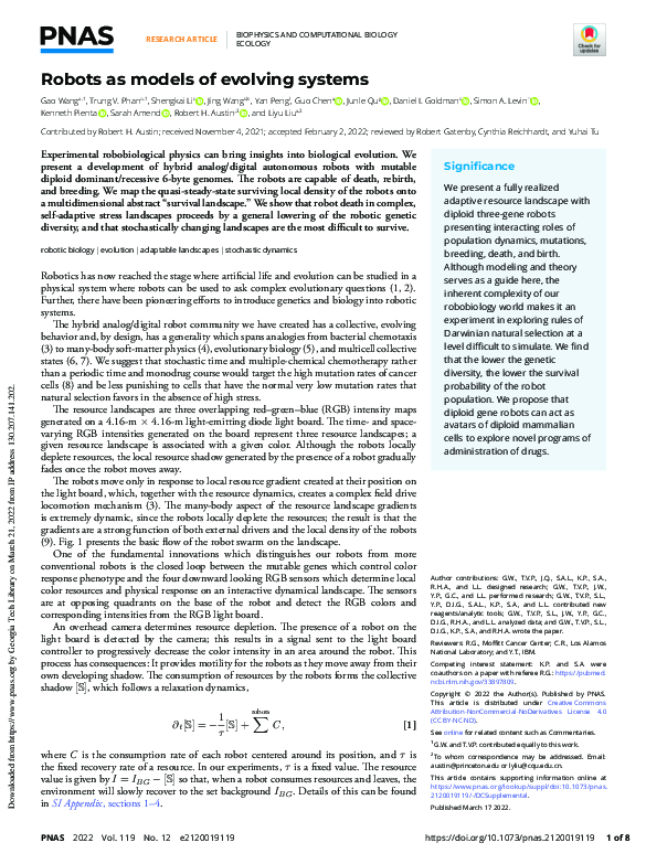 (PDF) Robots as models of evolving systems