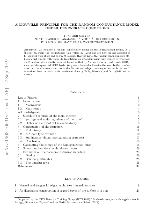 (PDF) A Liouville principle for the random conductance model under degenerate conditions | Tuấn ...