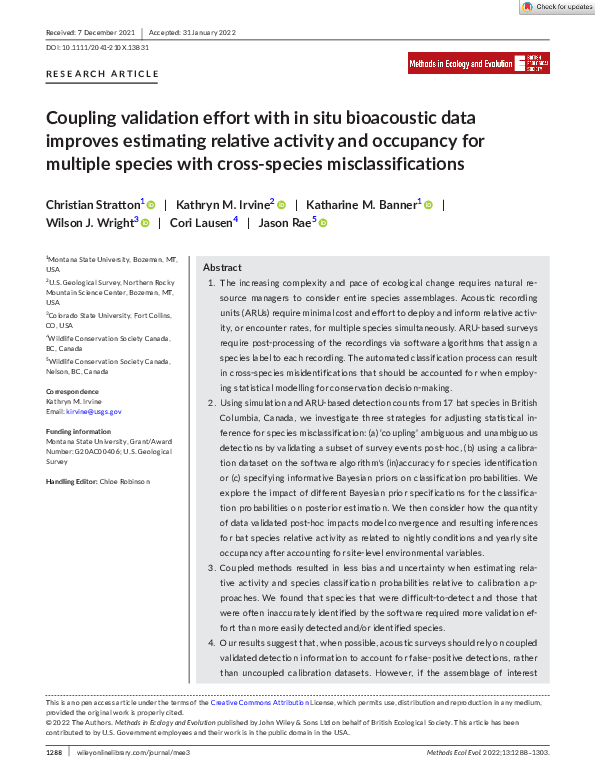 (PDF) Coupling validation effort with in situ bioacoustic data improves ...