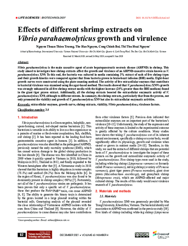 (PDF) Effects of different shrimp extracts on Vibrio parahaemolyticus growth and virulence