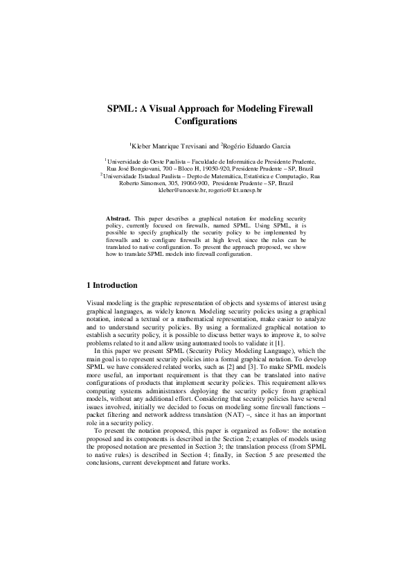 (PDF) SPML: A Visual Approach for Modeling Firewall Configurations 1