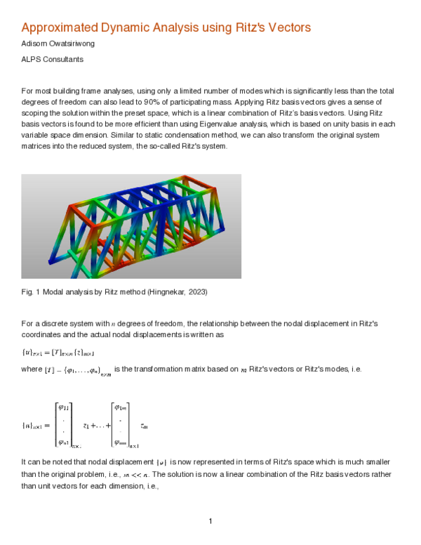 (PDF) Approximated Dynamic Analysis using Ritz's Vectors