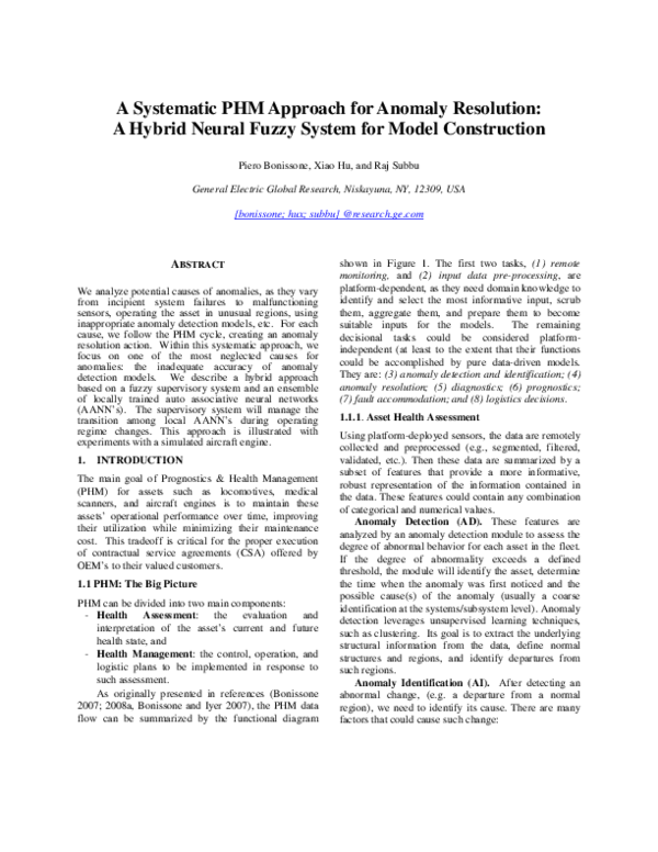 (PDF) A Systematic PHM Approach for Anomaly Resolution: A Hybrid Neural Fuzzy System for Model ...