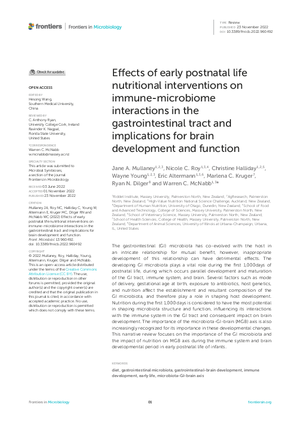 (PDF) Effects of early postnatal life nutritional interventions on ...