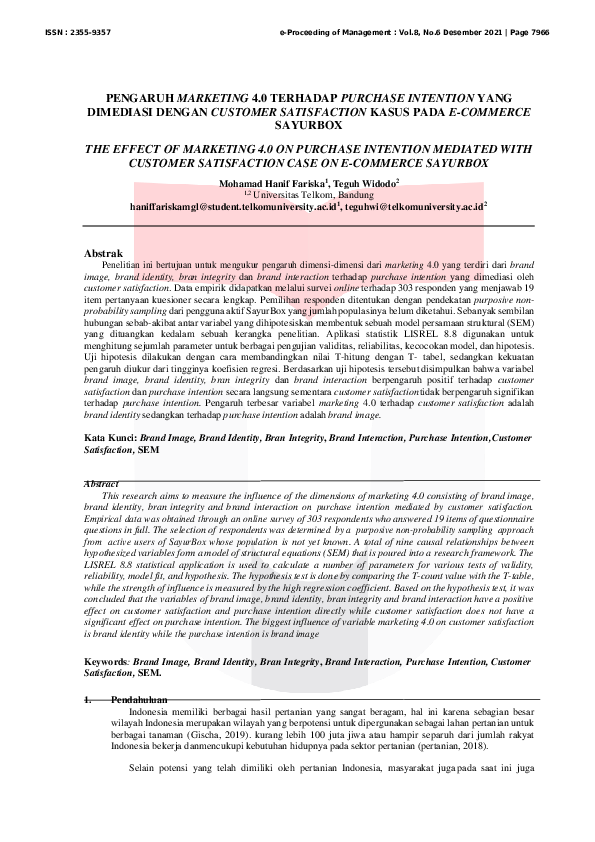 (PDF) Pengaruh Marketing 4.0 Terhadap Purchase Intention Yang Dimediasi Dengan Customer ...