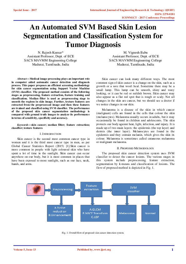 (PDF) An Automated SVM Based Skin Lesion Segmentation and Classification System for Tumor Diagnosis