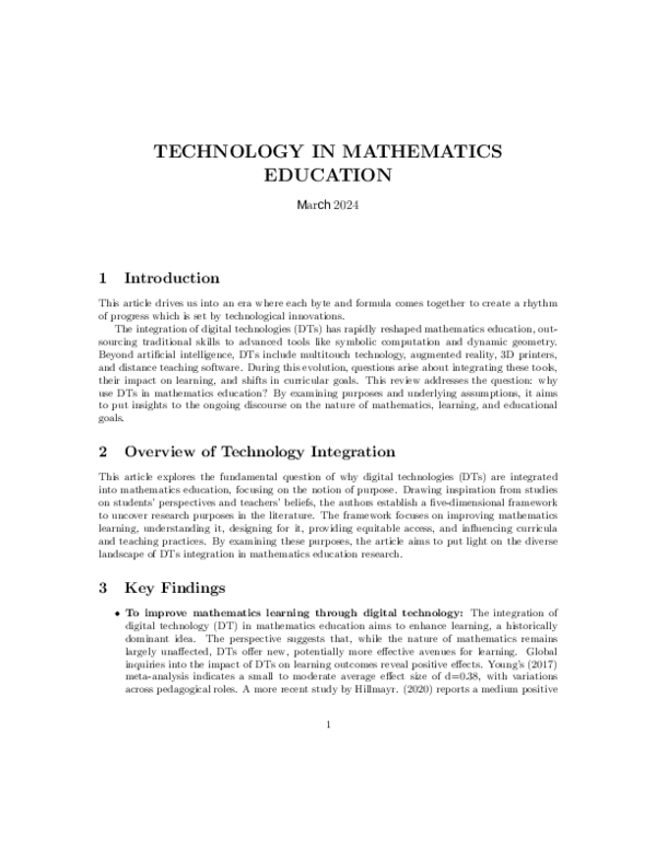 (PDF) Technology In Mathematics Education