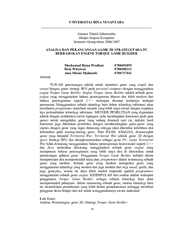 (PDF) Analisa Dan Perancangan Game 2D Strategi Pada PC Berbasiskan ...