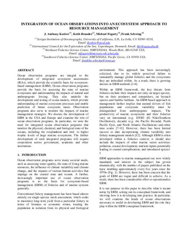 (PDF) Integration of Ocean Observations into an Ecosystem Approach to ...