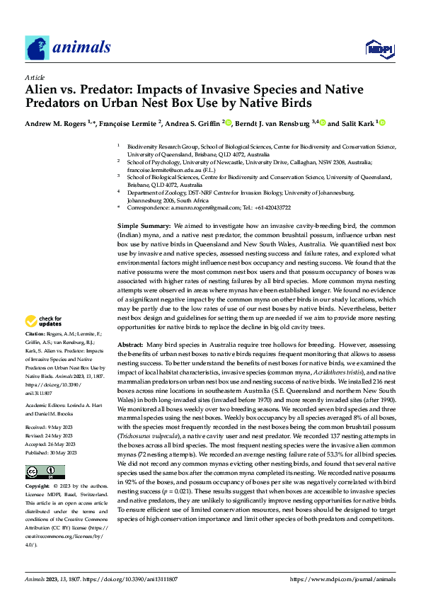 (PDF) Alien vs. Predator: Impacts of Invasive Species and Native ...