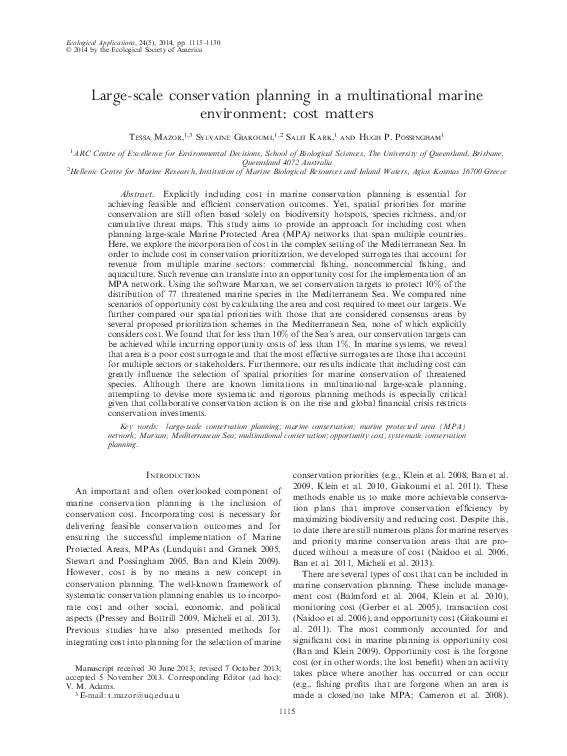 (PDF) Large-scale conservation planning in a multinational marine ...