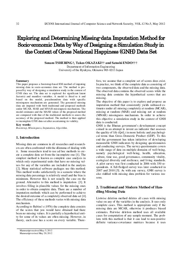 Pdf Exploring And Determining Missing Data Imputation Method For Socio Economic Data By Way Of