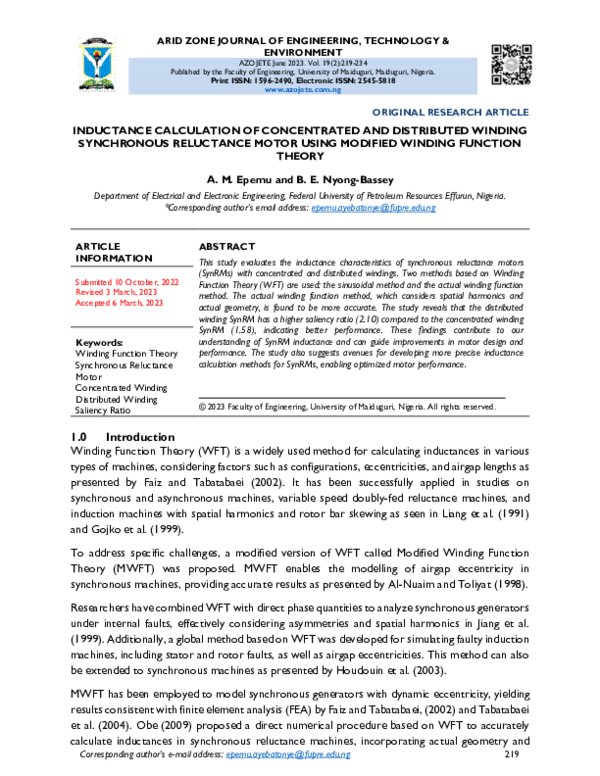 (PDF) Inductance calculation of concentrated and distributed winding synchronous reluctance ...