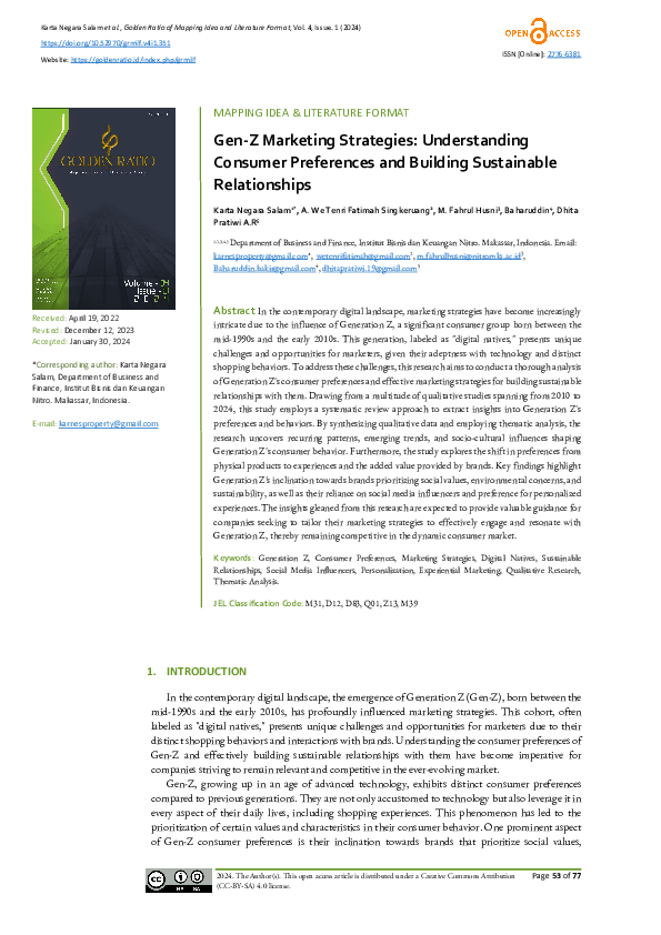 (PDF) Gen-Z Marketing Strategies: Understanding Consumer Preferences ...