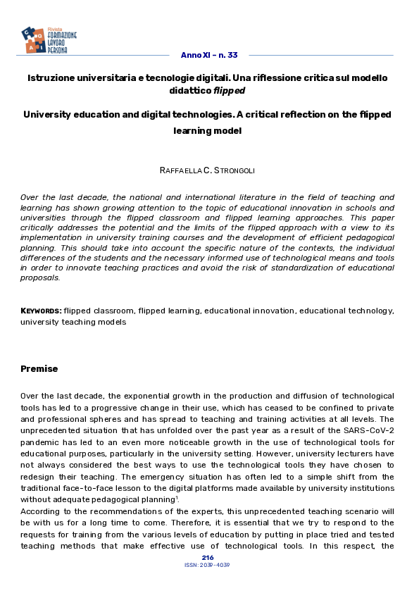 (PDF) University education and digital technologies. A critical reflection on the flipped ...