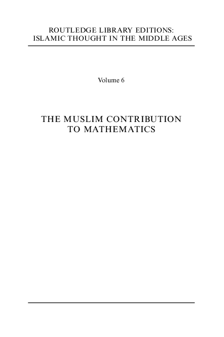(PDF) The Muslim Contribution to Mathematics