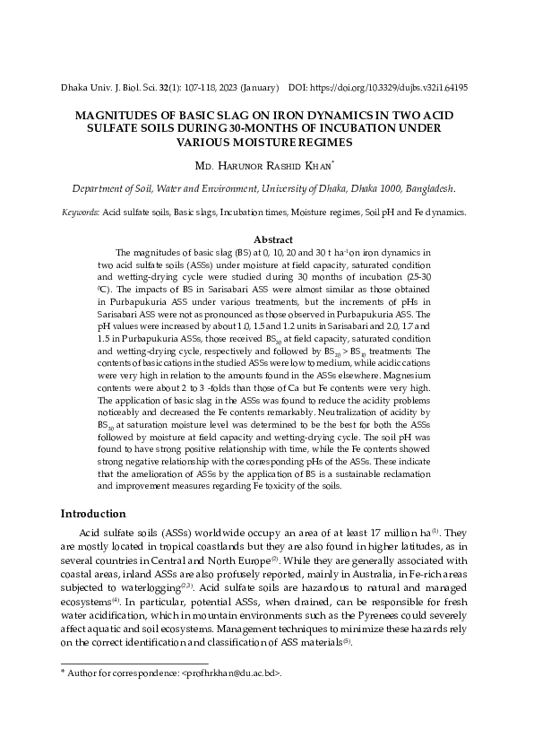 (PDF) Magnitudes of basic slag on iron dynamics in Two acid sulfate ...