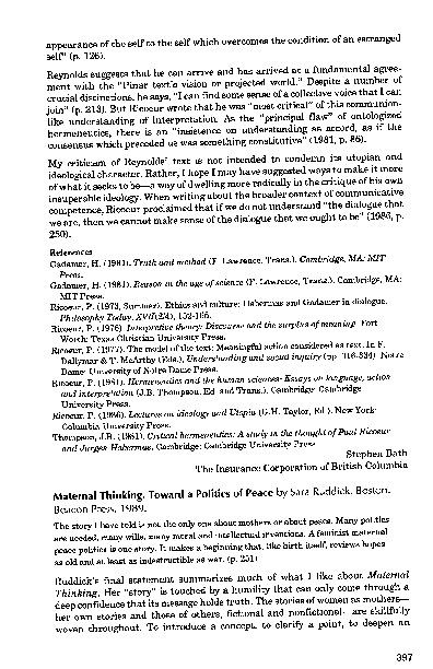 (PDF) Maternal Thinking: Toward a Politics of Peace. By Sara Ruddick ...
