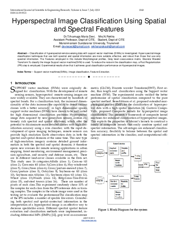 (PDF) Hyperspectral Image Classification Using Spatial and Spectral Features