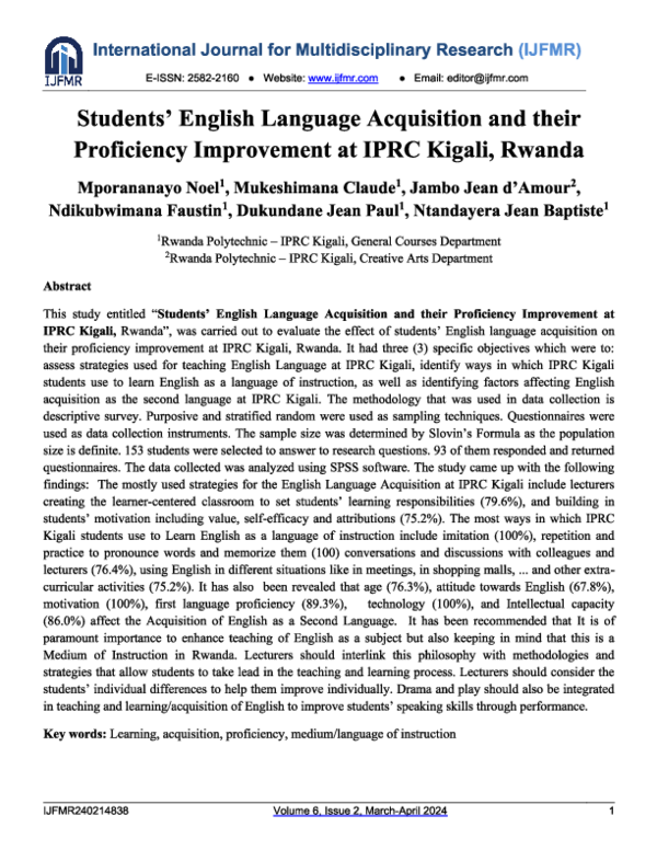(PDF) Students’ English Language Acquisition and their Proficiency ...