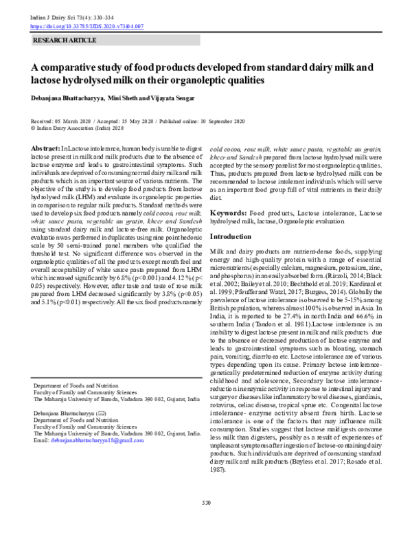 (PDF) A comparative study of food products developed from standard ...