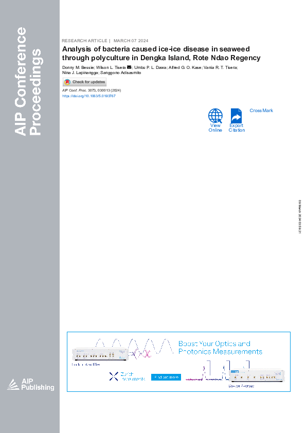(PDF) Analysis of bacteria caused ice-ice disease in seaweed through ...