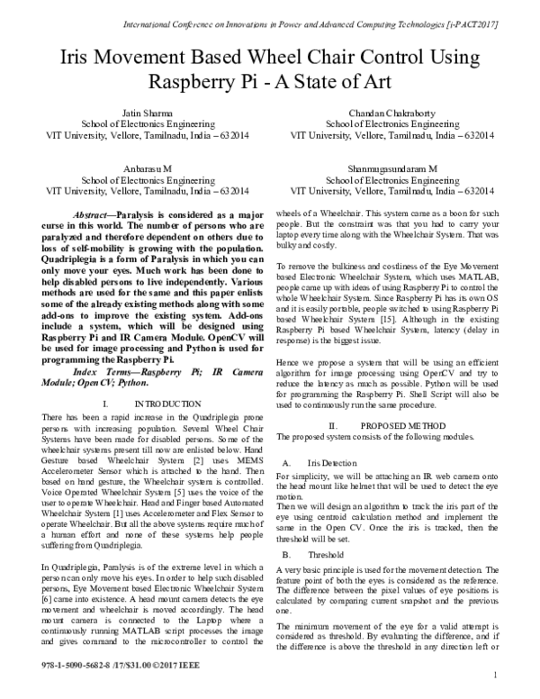 (PDF) Iris Movement Based Wheel Chair Control Using Raspberry Pi -A ...