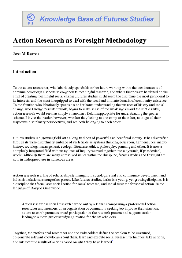 (PDF) Action research as foresight methodology