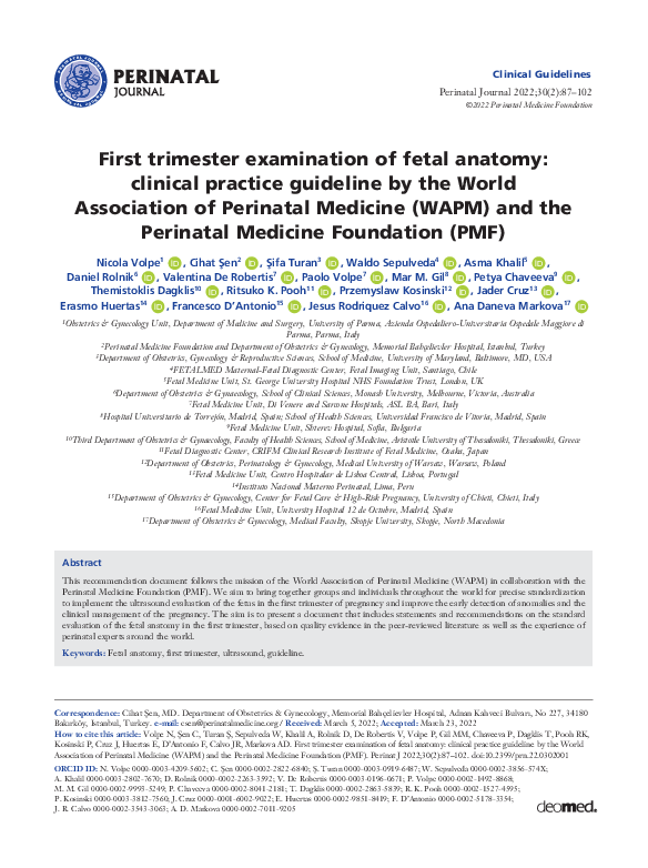 (PDF) First trimester examination of fetal anatomy: clinical practice ...