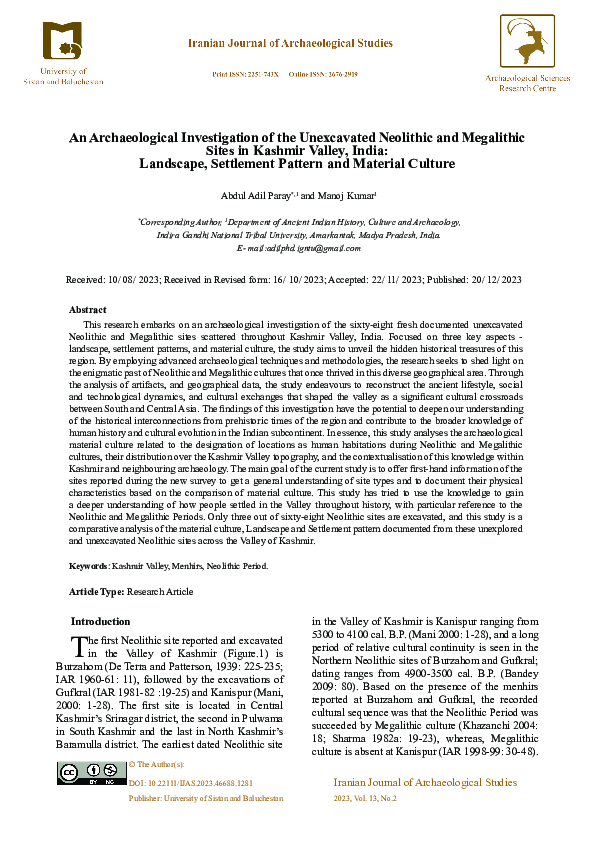 (PDF) An Archaeological Investigation of the Unexcavated Neolithic and ...