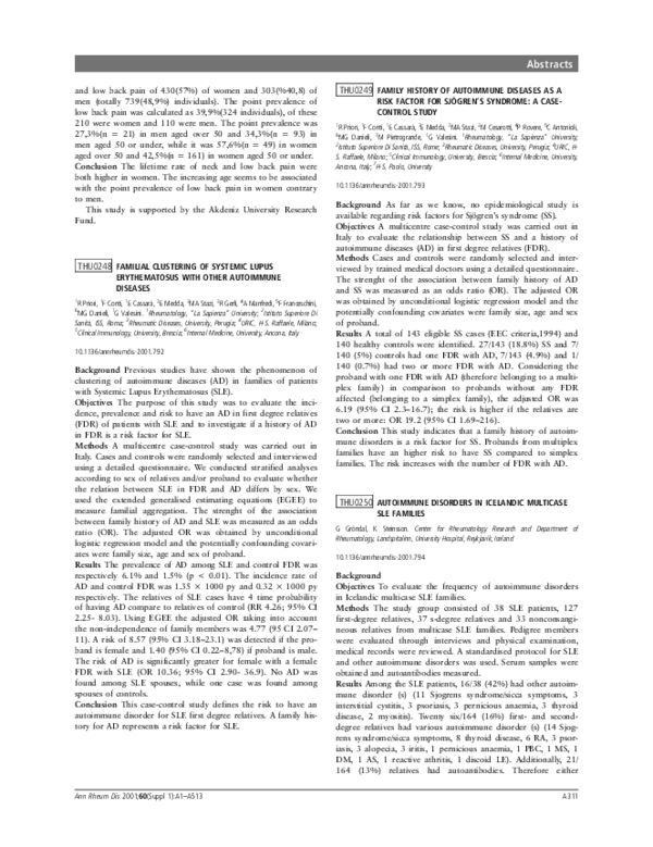 (PDF) THU0249 Family history of autoimmune diseases as a risk factor ...