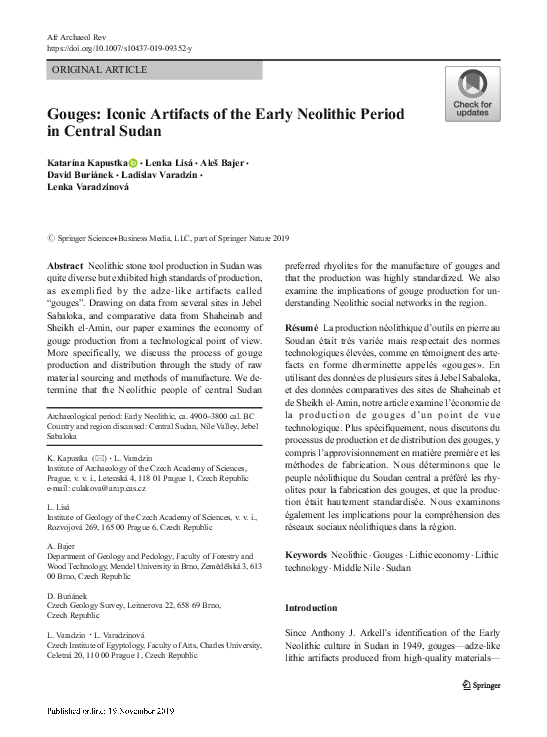 (PDF) Gouges: Iconic Artifacts of the Early Neolithic Period in Central ...