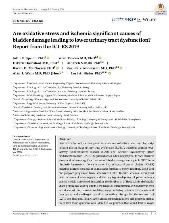 (PDF) Are oxidative stress and ischemia significant causes of bladder ...