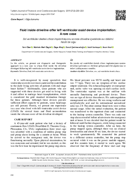 (PDF) Driveline Fluid Accumulation Post LVAD Implant