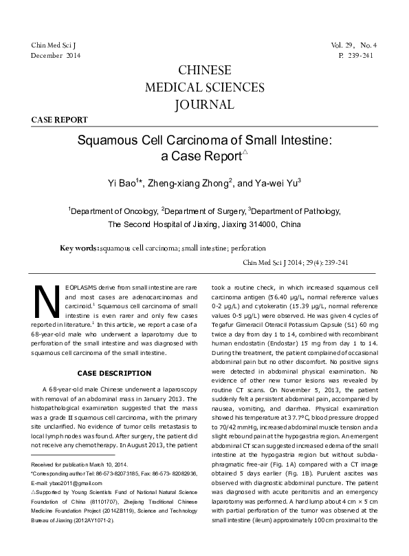 (PDF) Squamous Cell Carcinoma of Small Intestine: a Case Report