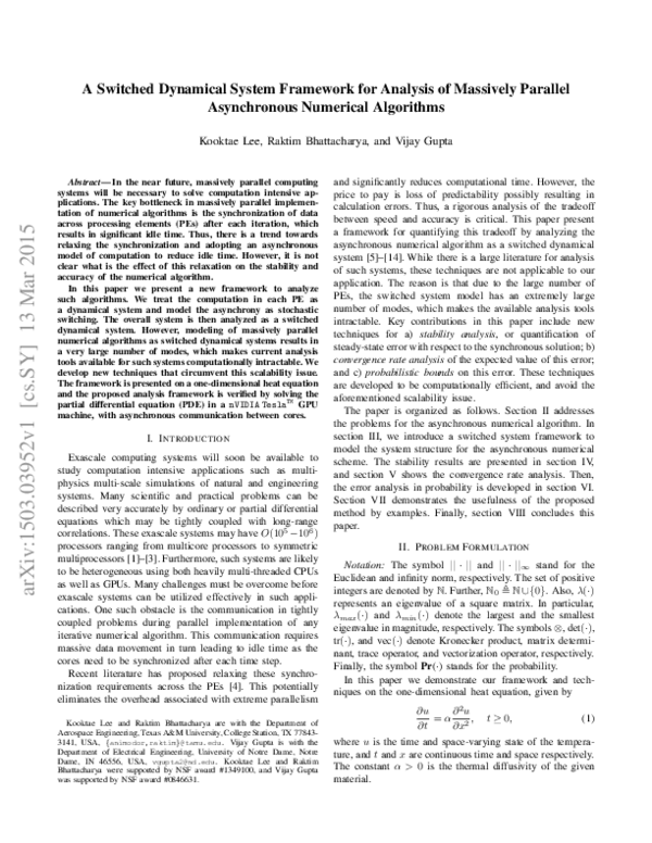 Pdf A Switched Dynamical System Framework For Analysis Of Massively Parallel Asynchronous