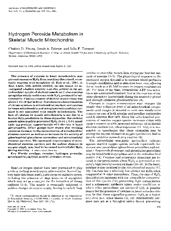 (PDF) Hydrogen-Peroxide Metabolism in Skeletal-Muscle Mitochondria