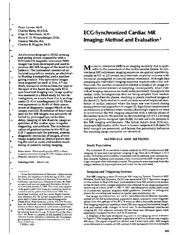 (PDF) ECG-synchronized cardiac MR imaging: method and evaluation