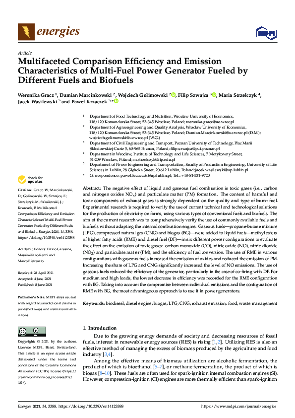 (PDF) Multifaceted Comparison Efficiency and Emission Characteristics ...