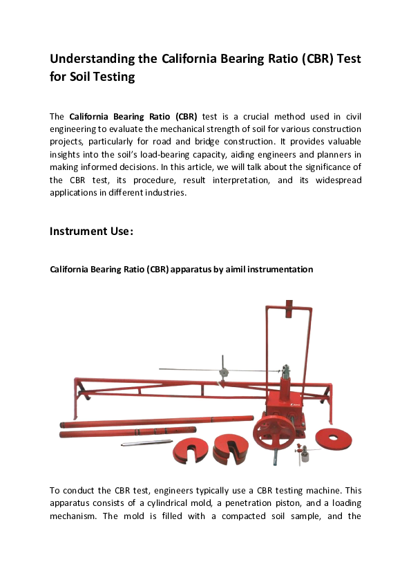 (PDF) Understanding the California Bearing Ratio (CBR) Test for Soil ...