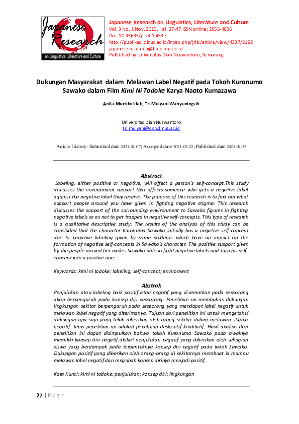(PDF) Dukungan Masyarakat dalam Melawan Label Negatif pada Tokoh ...