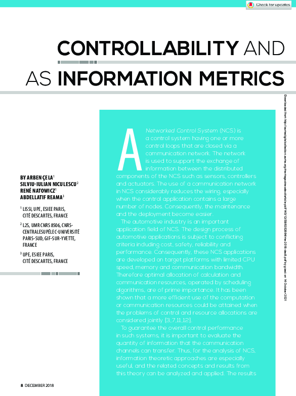 (PDF) Optimal Control in Networked Systems Design